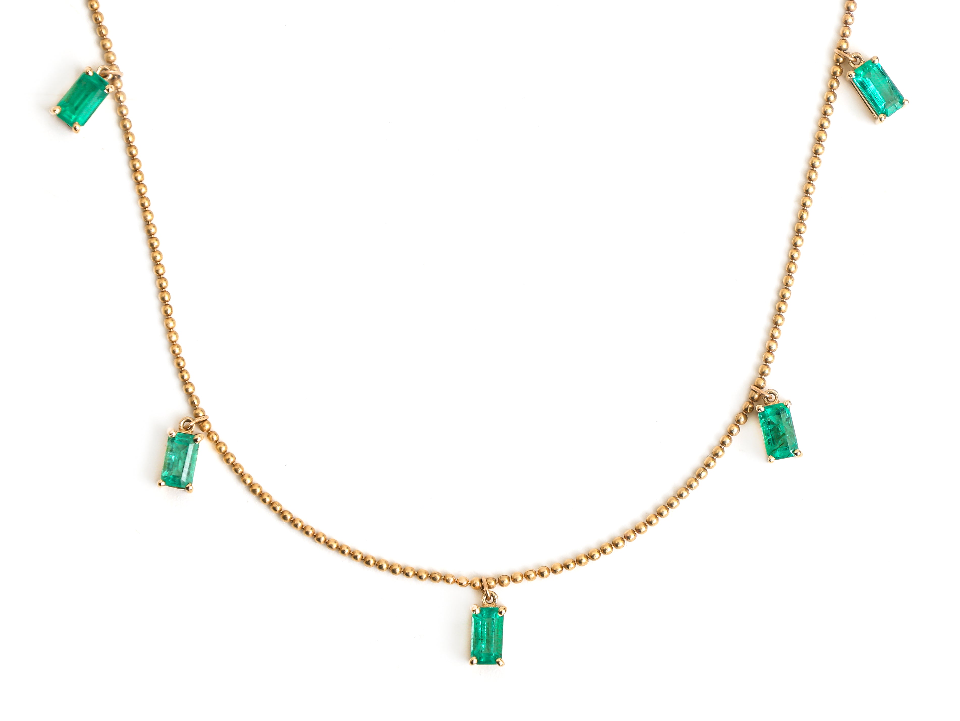 Emerald Ball Chain Octagon Necklace