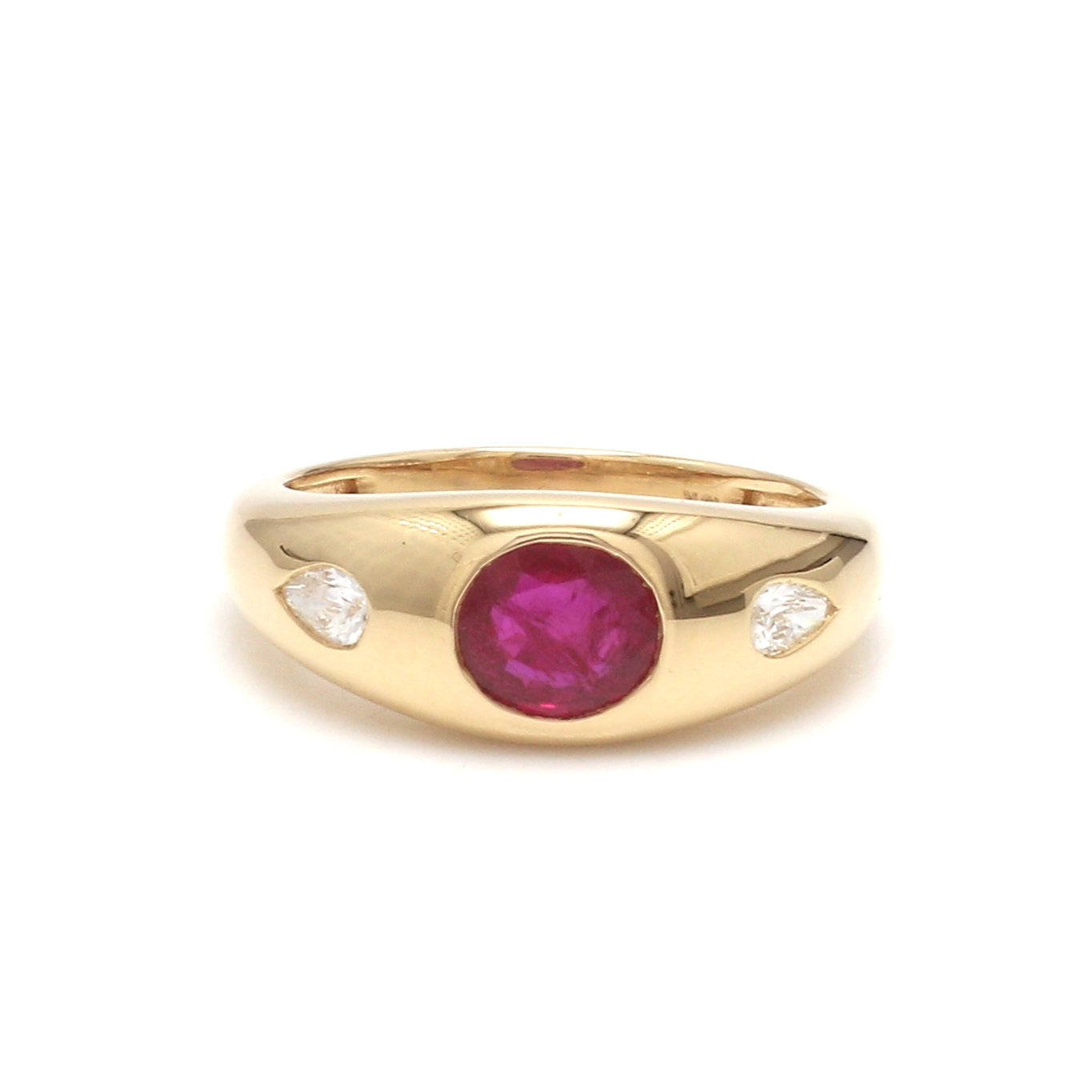 Ruby Diamond Gypsy Ring in Solid 14K / 18K Gold – July Birthstone