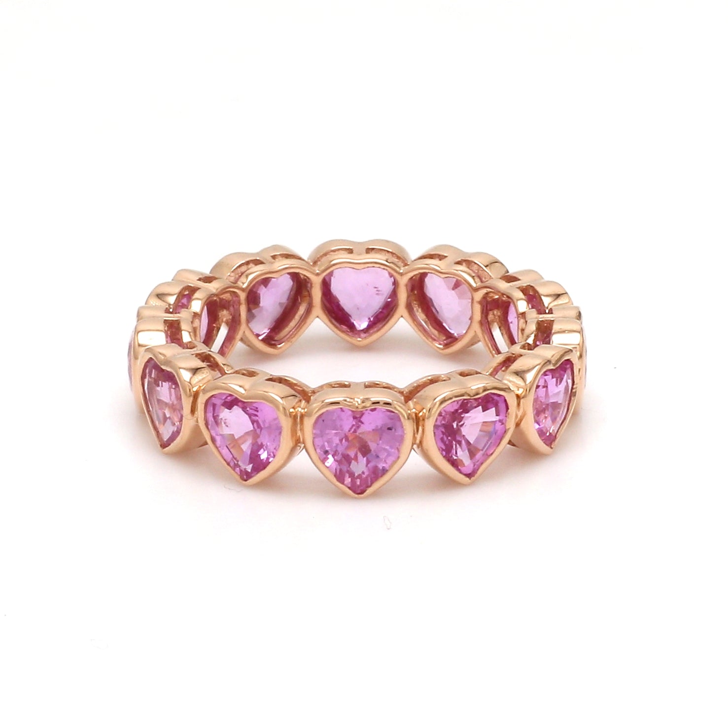Pink Sapphire Heart Bezel Set Ring